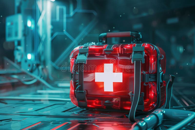 Futuristic First Aid Kit stock illustration. Illustration of dark ...