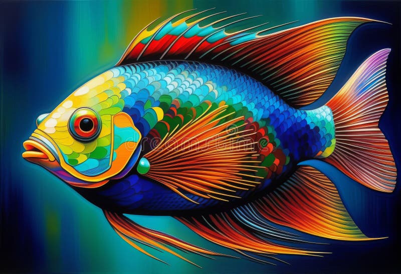 The Futuristic Fish in Acrylic Harmony Stock Illustration ...