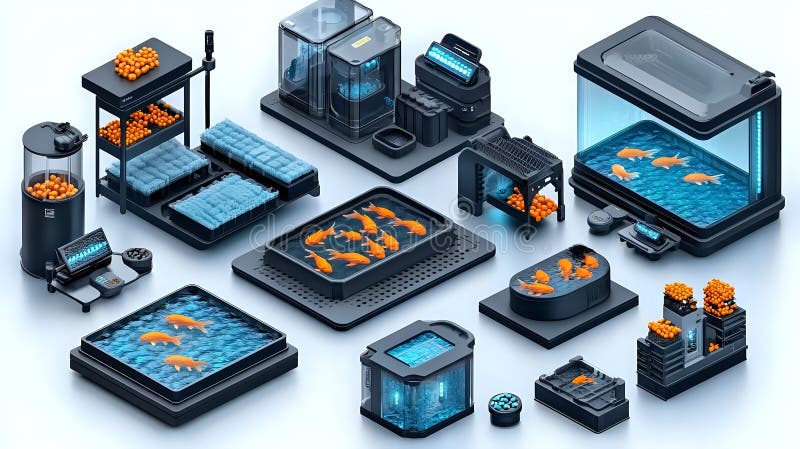 Futuristic Fish Farm Facility Stock Illustration - Illustration of farm ...