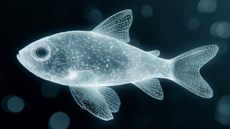 Futuristic Fish with Glowing Patterns and Network Links that are Highly ...