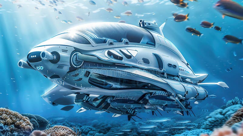 Futuristic Fishing Vessel with Advanced Technology, Including Robotic ...