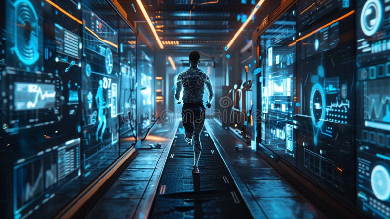 Futuristic Fitness Training with Smart Technology in High-tech Gym ...