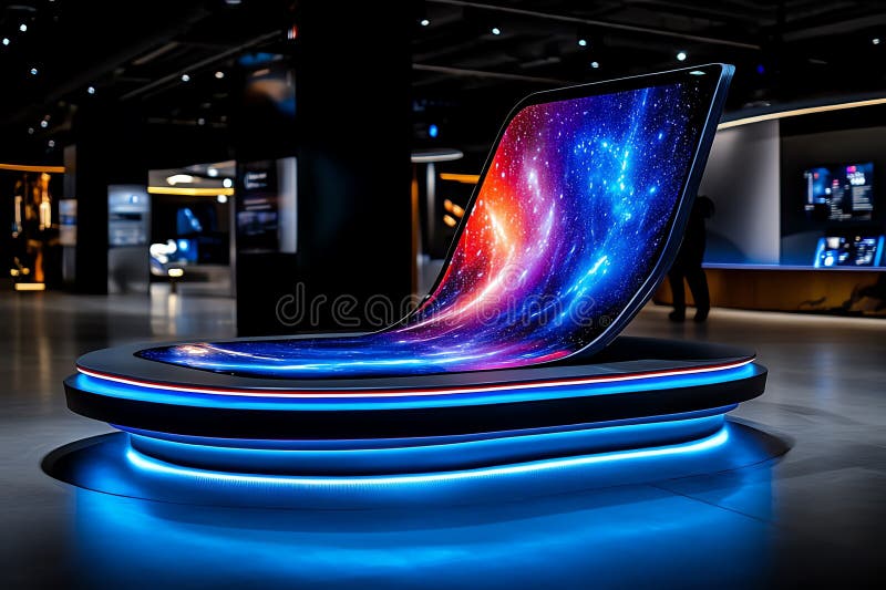 Futuristic Flexible Display Showcasing a Vibrant Galaxy Theme in a ...