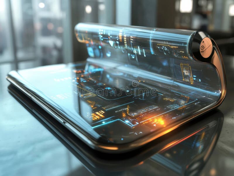 Futuristic Flexible Display Technology Showcased in a Modern Urban ...