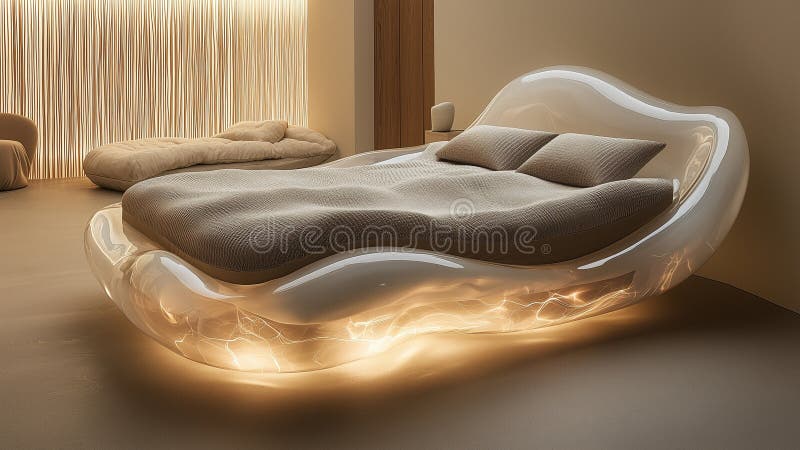 Futuristic Floating Bed with Ambient Lighting Stock Illustration ...