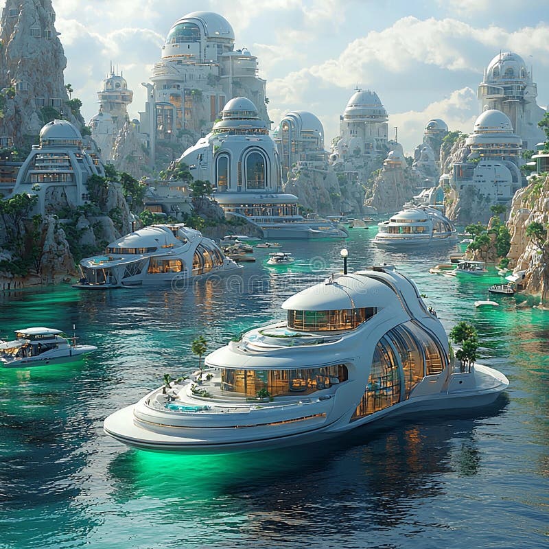 Futuristic Floating City of Olga Showcasing Advanced Technology on the ...