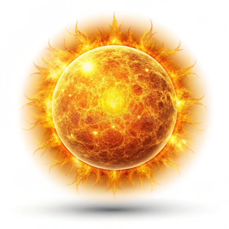 Floating Digital Sun with Radiant Light Effects Stock Illustration ...