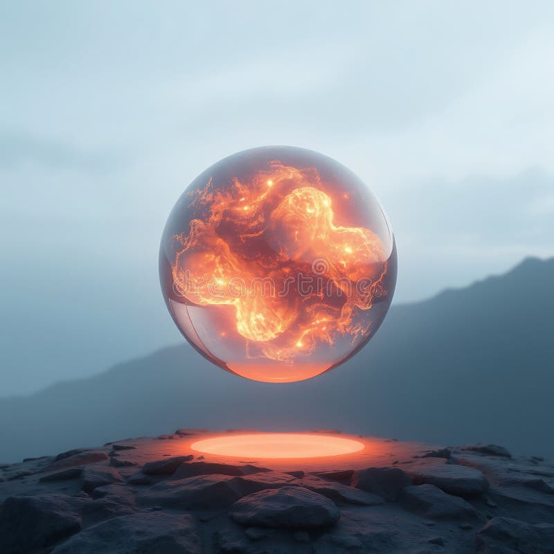 A Futuristic Floating Energy Sphere Pulsating with Light Stock ...