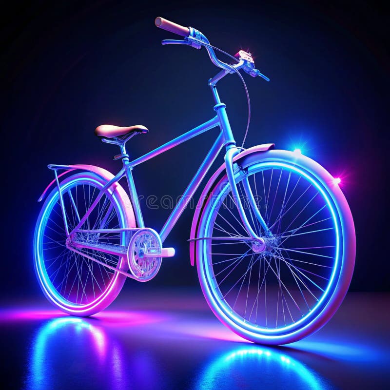Floating Glowing Bicycle with Rotating Wheels Stock Illustration ...