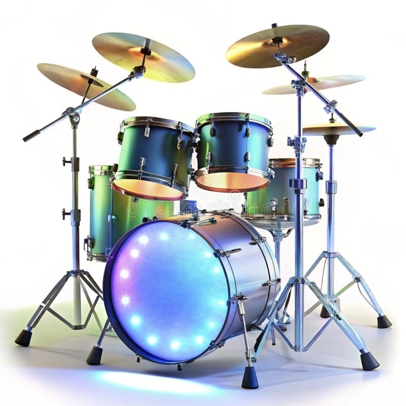 Floating Glowing Drum Set with Animated Percussion Effects Stock ...
