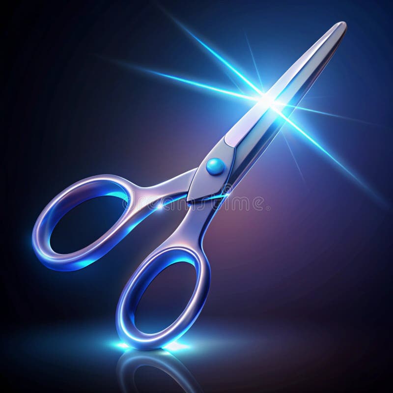 Floating Glowing Scissors with Animated Cutting Action Stock ...