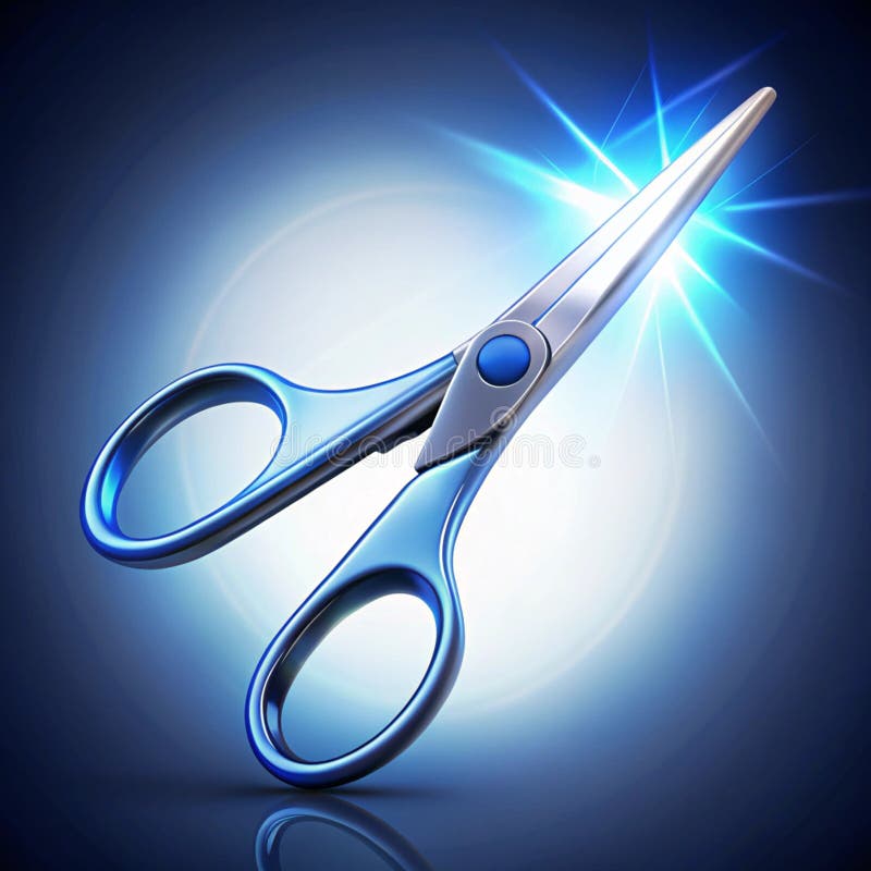 Floating Glowing Scissors with Animated Cutting Action Stock ...