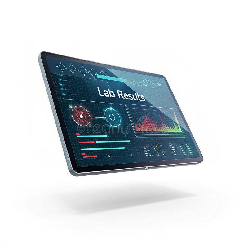 Futuristic Floating Holographic Screen Displaying Lab Results Stock ...