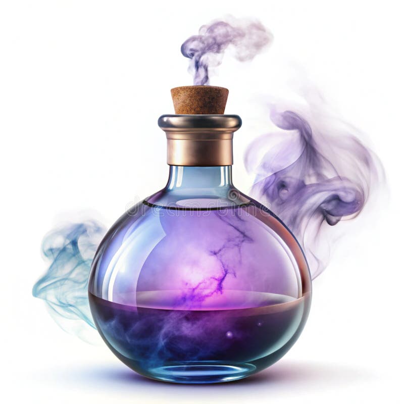 Floating Magic Potion Bottle with Animated Smoke Stock Illustration ...