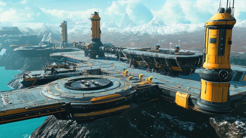 Futuristic Floating Platform Stock Illustration - Illustration of ...