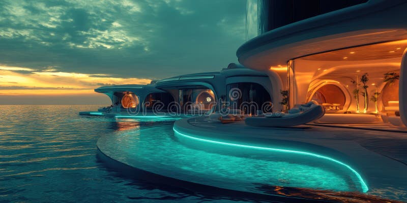 A Futuristic Floating Resort on a Crystal-Clear Ocean for Luxury ...