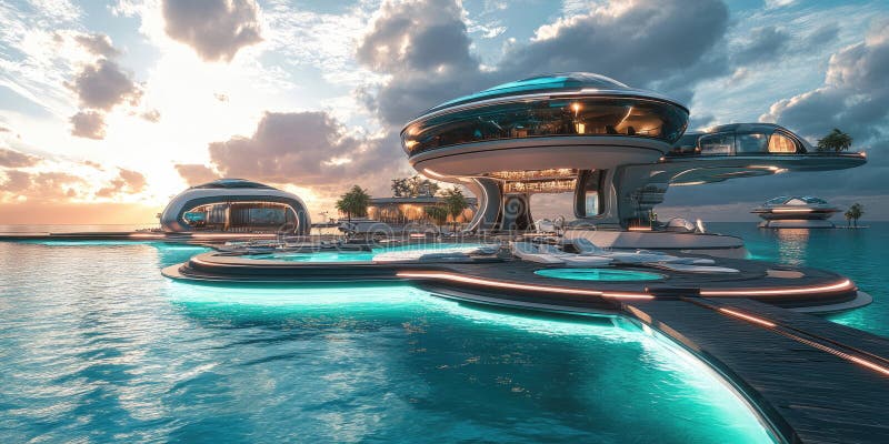 A Futuristic Floating Resort on a Crystal-Clear Ocean for Luxury ...