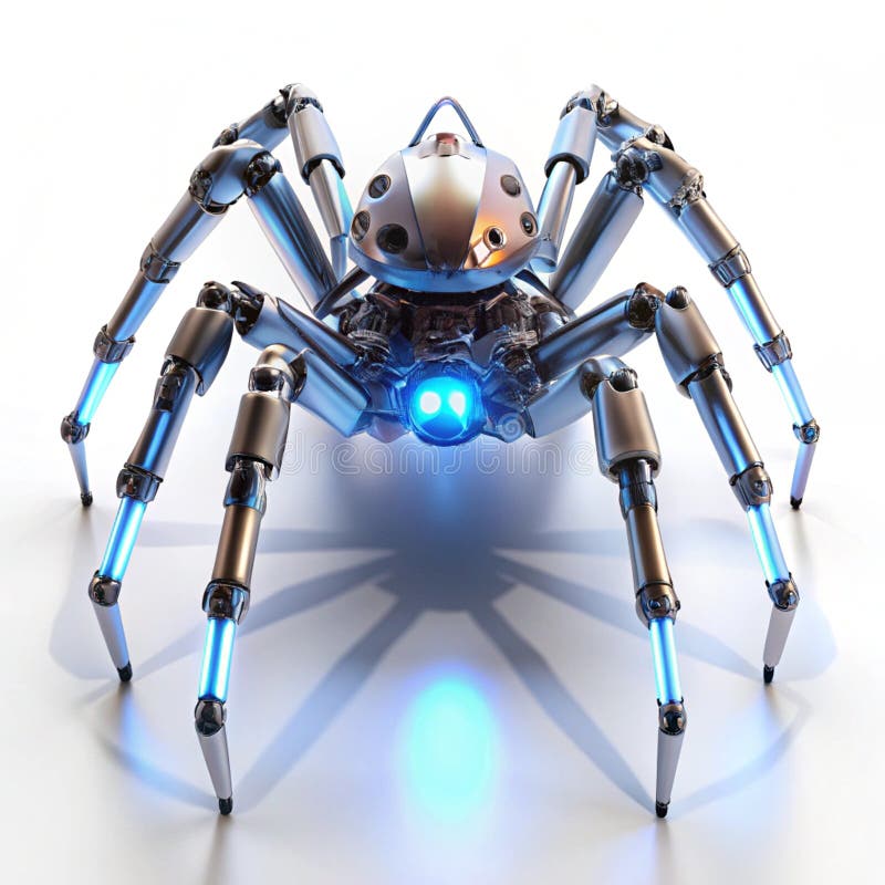 Floating Robotic Spider with Glowing Legs Stock Illustration ...