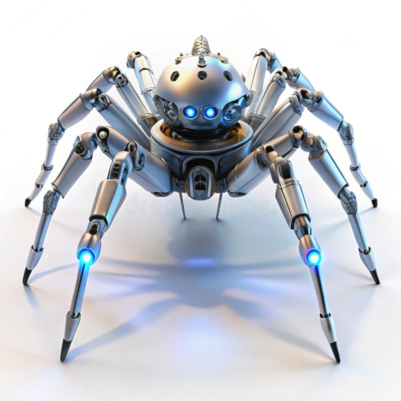 Floating Robotic Spider with Glowing Legs Stock Illustration ...
