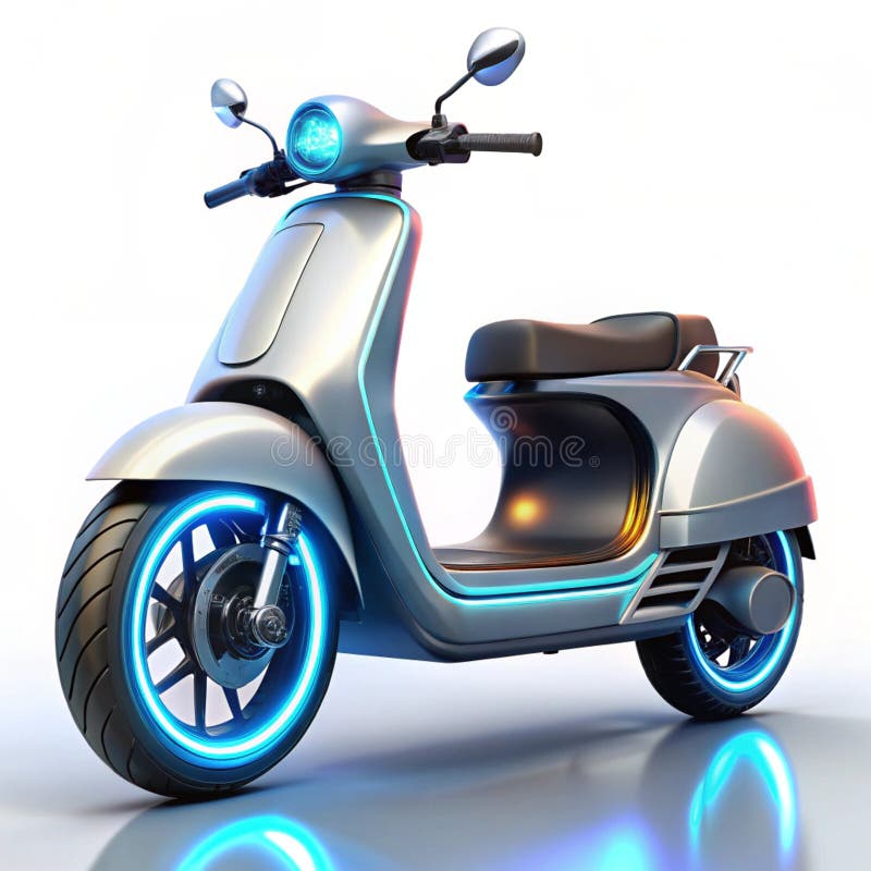 Futuristic Floating Scooter with Glowing Lights Stock Illustration ...