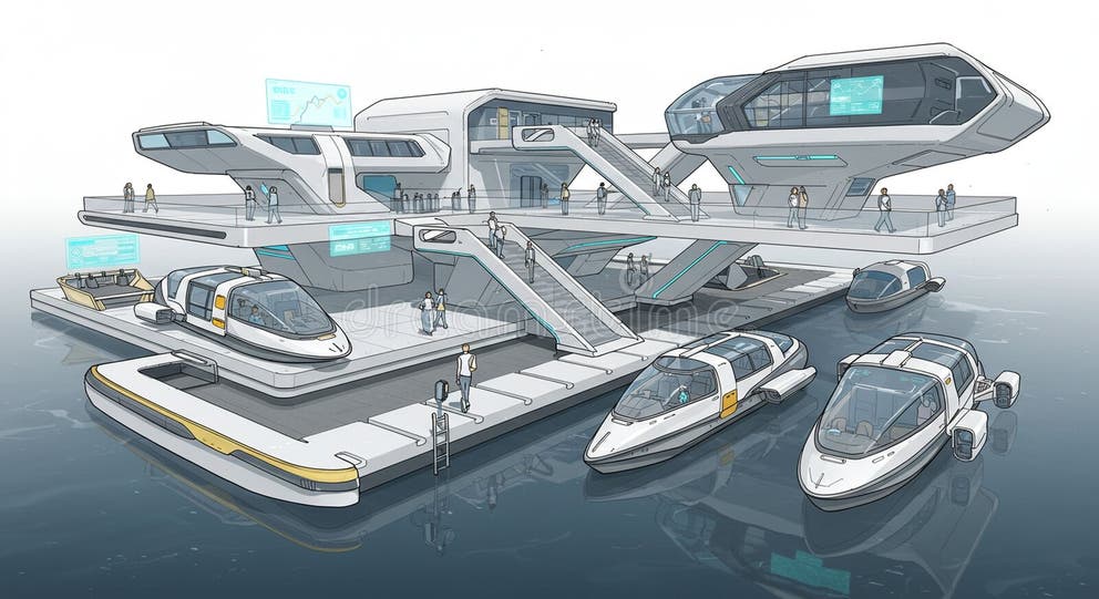 Futuristic Floating Structure Featuring Sleek, Angular Architecture ...