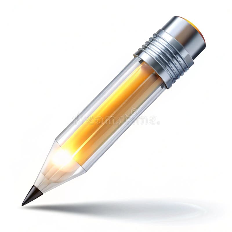 Floating Transparent Pencil with Glowing Writing Tip Stock Illustration ...