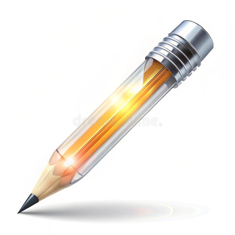 Floating Transparent Pencil with Glowing Writing Tip Stock Illustration ...