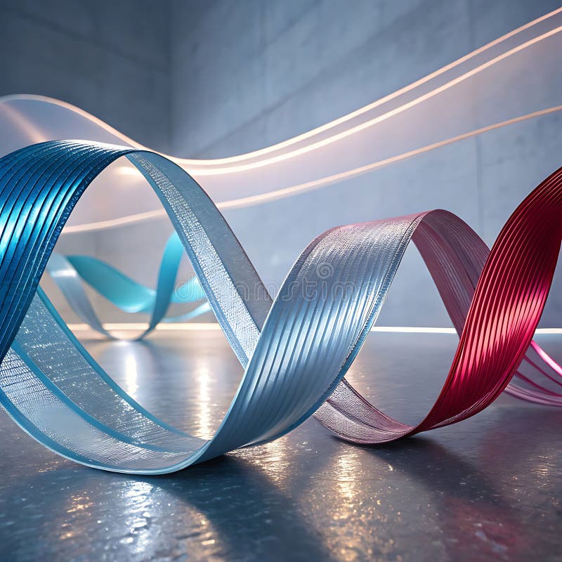 Futuristic Flowing Ribbons with Metallic Glow Stock Illustration ...