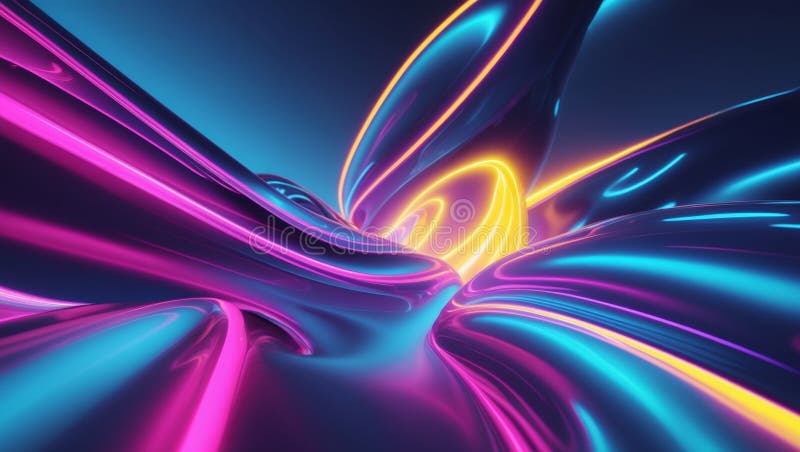 Futuristic Fluid Design Showcasing Bright Neon Glows and Dynamic Motion ...