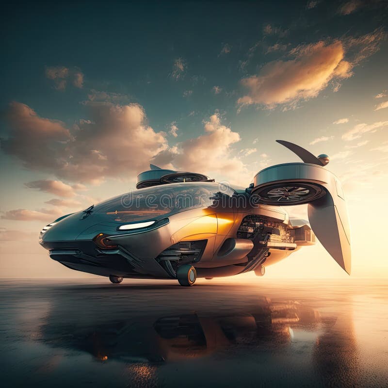 Futuristic flying car stock illustration. Illustration of industry ...