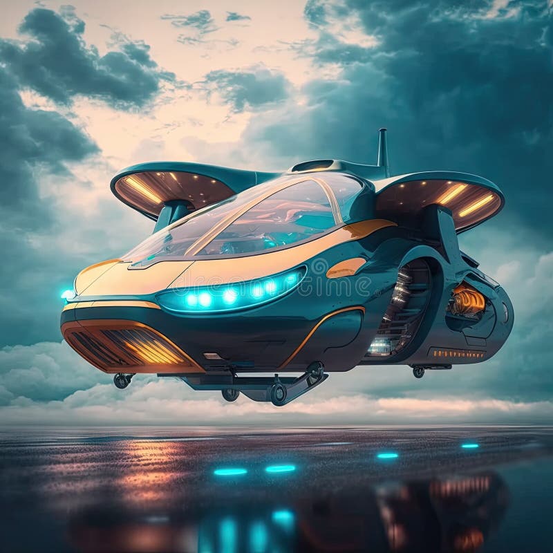 Futuristic flying car stock illustration. Illustration of industry ...