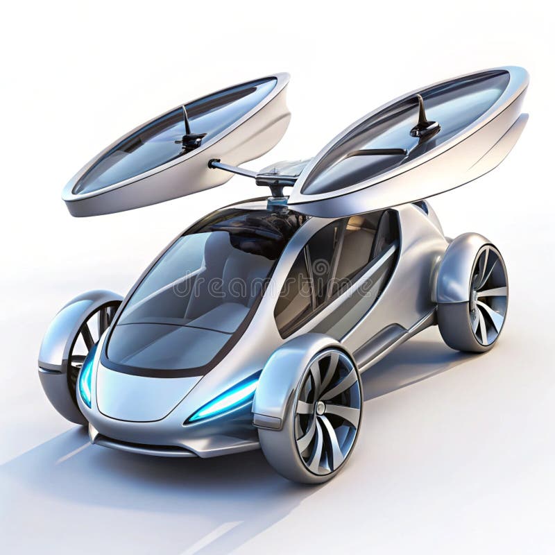 A Futuristic Car Flying Over a City with Neon Lights. Generative AI ...