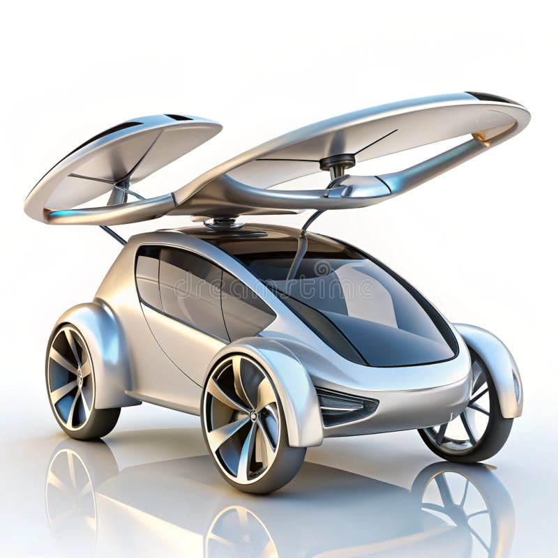 A Futuristic Car Flying Over a City with Neon Lights. Generative AI ...