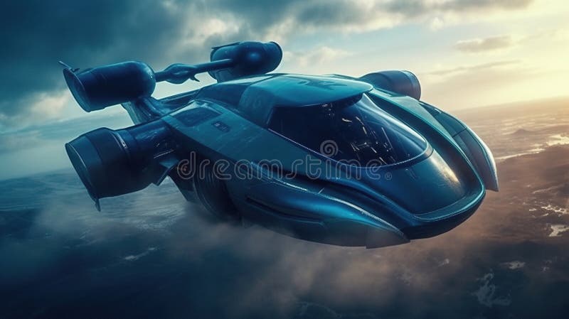 Futuristic Flying Car Concept, Flying Machine, Flying Above the Land ...