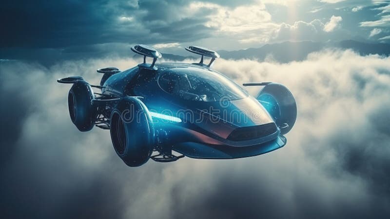 Futuristic Flying Car Concept, a Model of a Flying Car in the Air Above ...