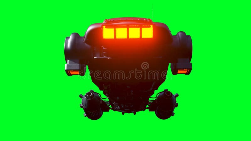 Futuristic Flying Car. Green Screen Isolate. 3d Rendering. Stock ...