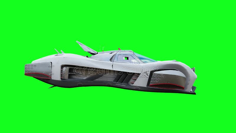 Futuristic Flying Car, Taxi. Green Screen Isolate. 3d Rendering. Stock ...