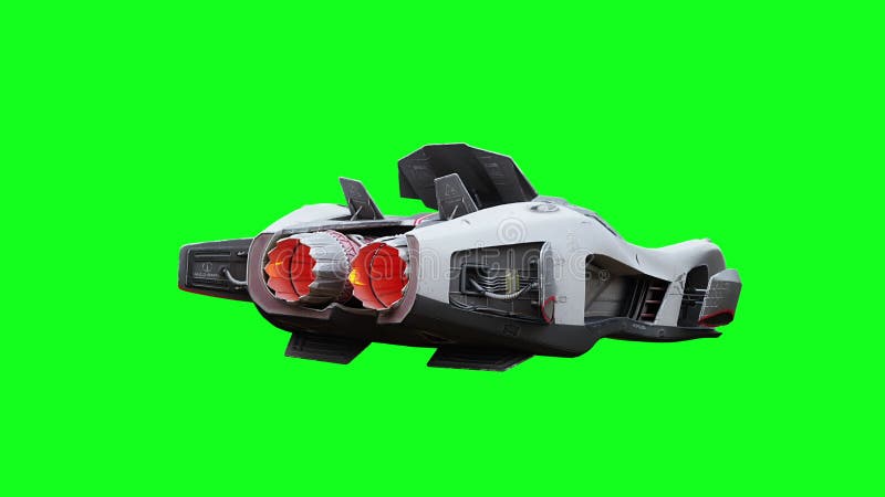 Futuristic Flying Car, Taxi. Green Screen Isolate. Stock Footage ...