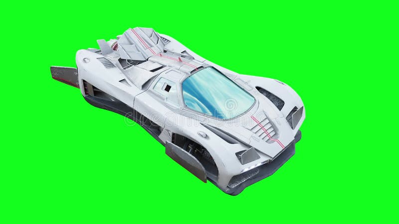 Futuristic Flying Car, Taxi. Green Screen Isolate. 3d Rendering. Stock ...
