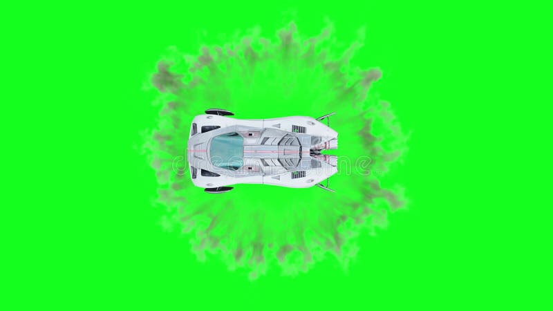 Futuristic Flying Car, Taxi. Green Screen Isolate. 3d Rendering. Stock ...