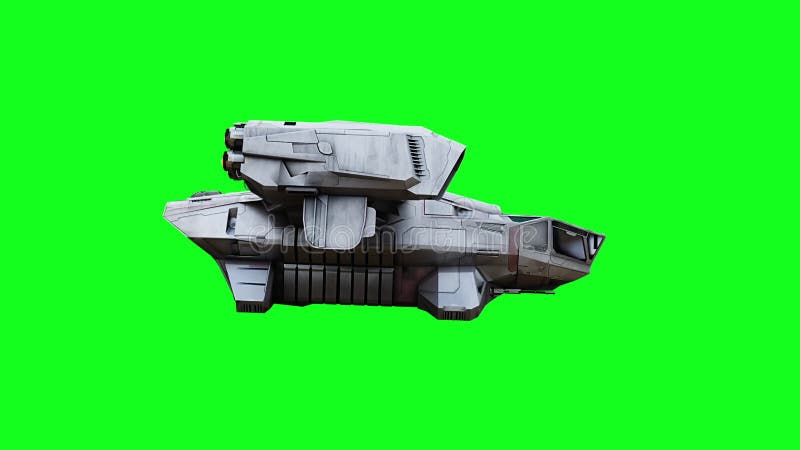 Futuristic Flying Spaceship. Green Screen Isolate. Stock Footage ...