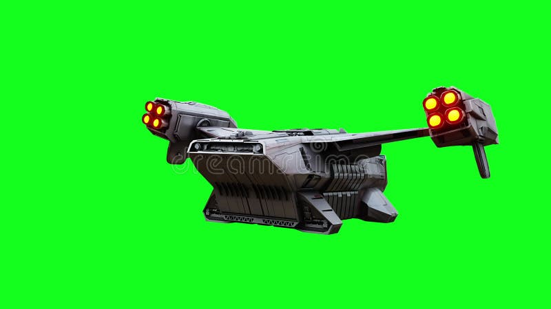 Futuristic Flying Spaceship. Green Screen Isolate. Stock Video - Video ...