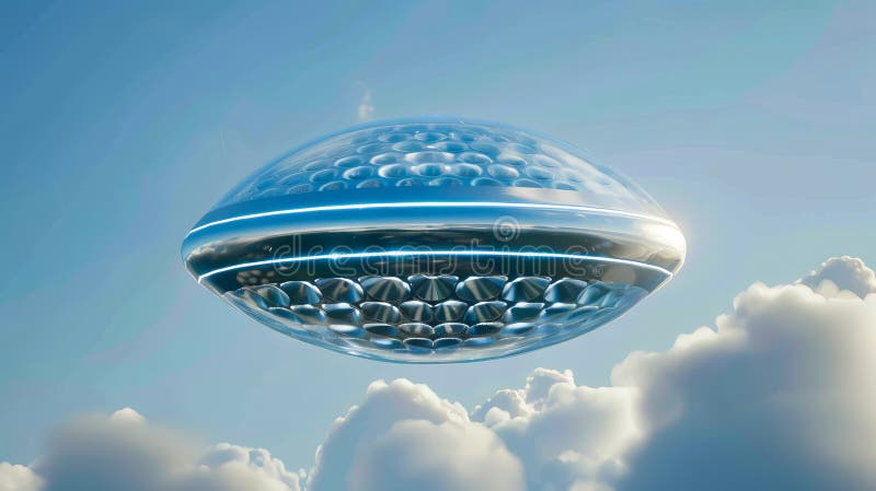 Futuristic Flying Sphere in the Sky Stock Image - Image of flying ...