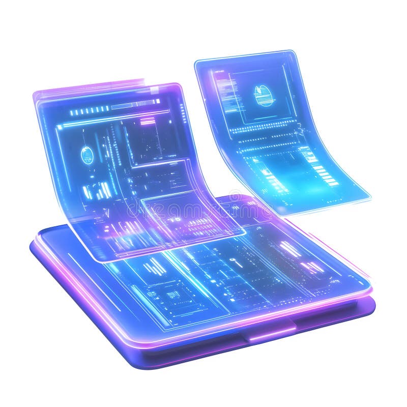 Futuristic Foldable Device Displaying Digital Interfaces in a Bright ...