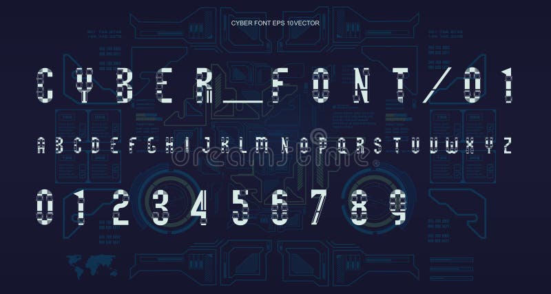Futuristic Font Design. Letters and Numbers for Web and App. Techno ...