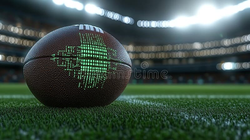 Futuristic Football in Stadium Stock Illustration - Illustration of ...