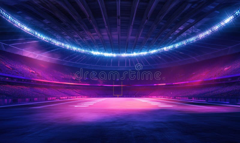 Futuristic Football Stadium with Vibrant Lighting and Empty Field Ready ...
