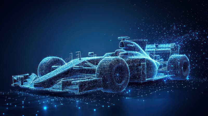 Futuristic Formula One Race Car Wireframe, Dark Background, Digital Art ...