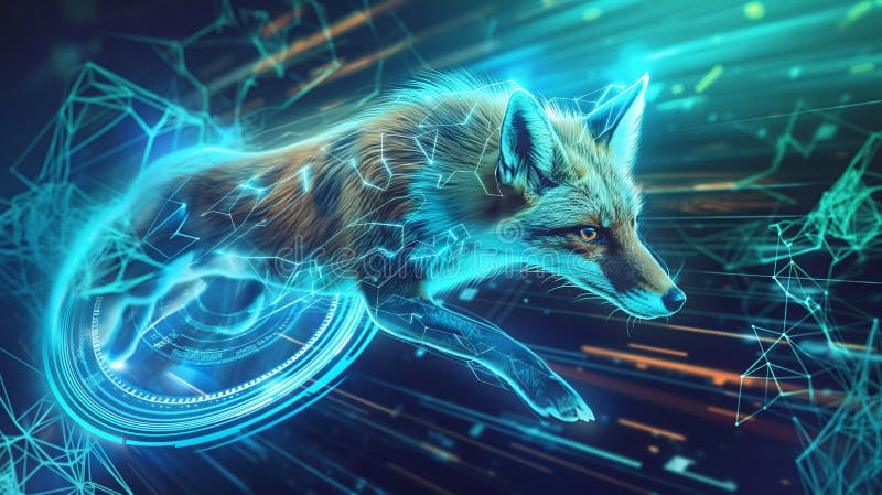 Futuristic Fox in Digital Realm Stock Photo - Image of scifi ...