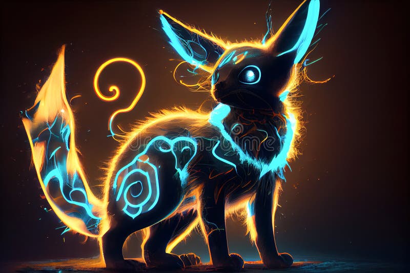 Futuristic Fox in Neon Colors. Generative AI, Generative, AI Stock ...
